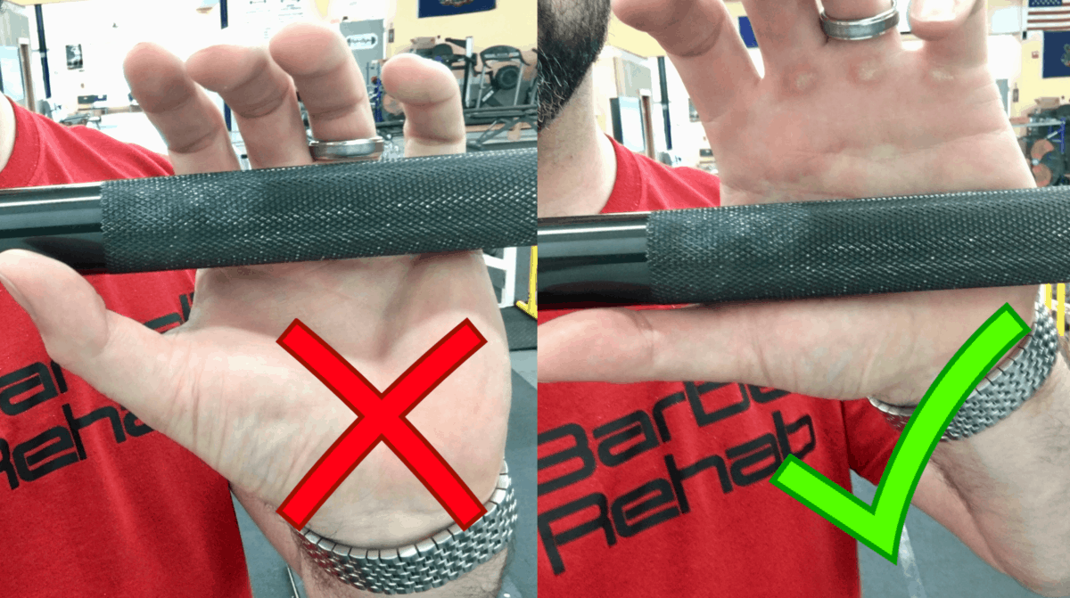 correct vs. incorrect grip - Barbell Rehab